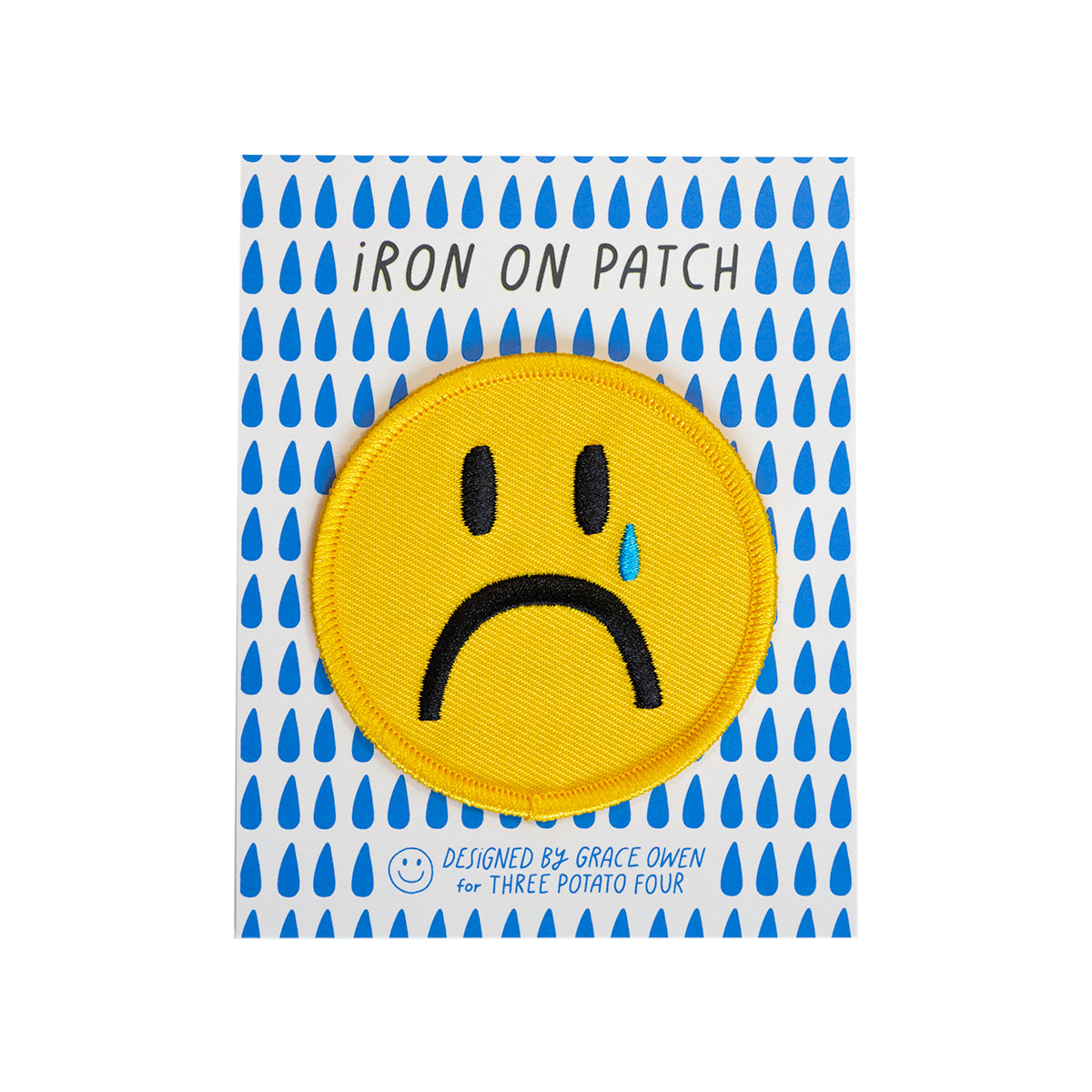 Embroidered Patch - Sad Face – THREE POTATO FOUR
