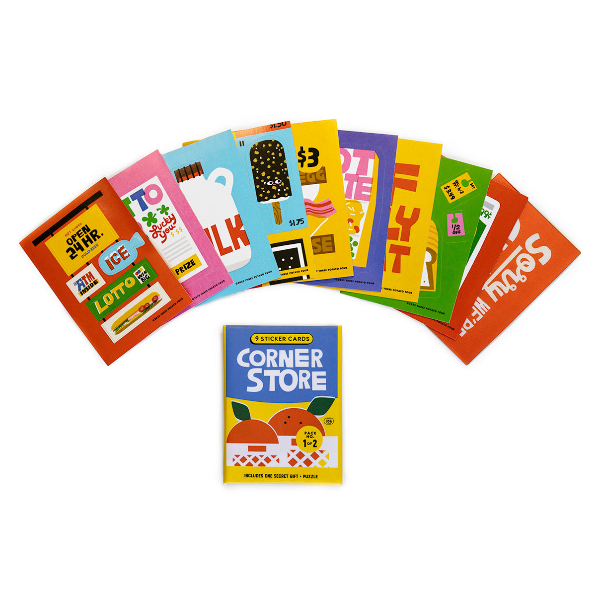 Corner Store Sticker Card Pack #1 – THREE POTATO FOUR